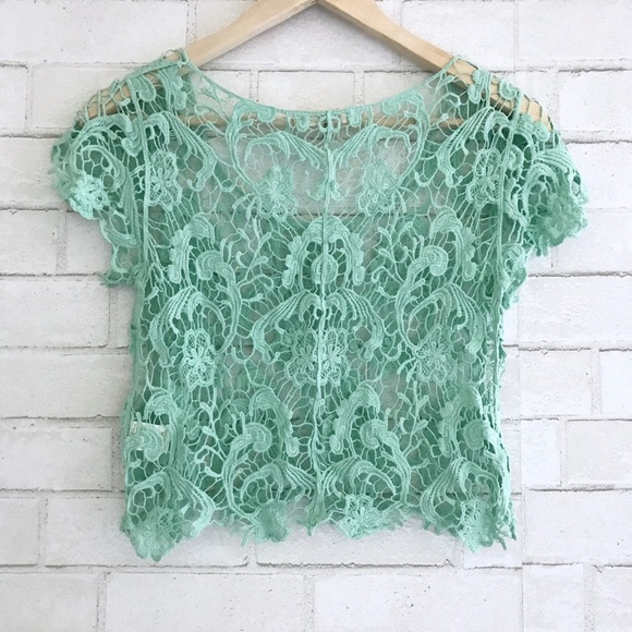 Swim | Aqua Crochet Top Size S | Poshmark
